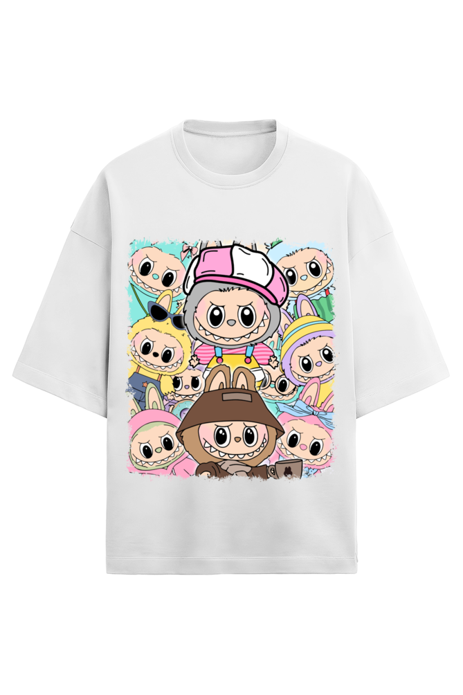 Labubu Faces Oversized Unisex Tee – 280 GSM French Terry - Frolic Saga